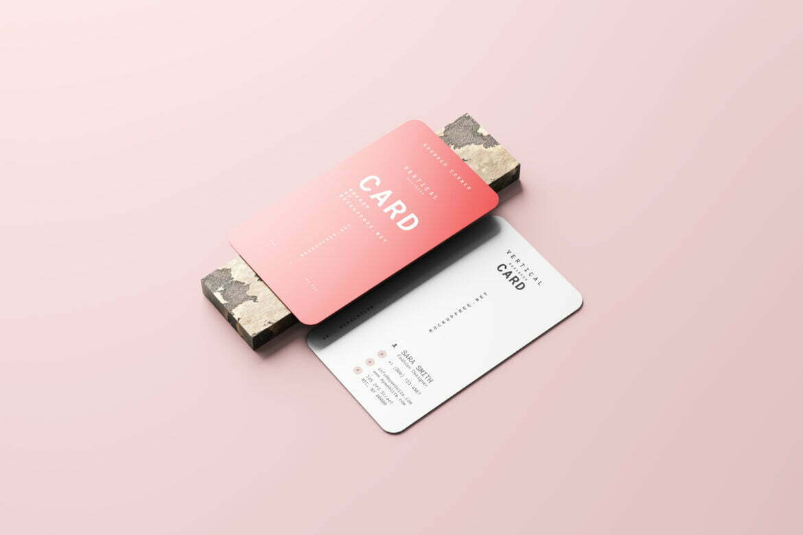 Rounded Corner Visiting Card Mockups - Mockup Free