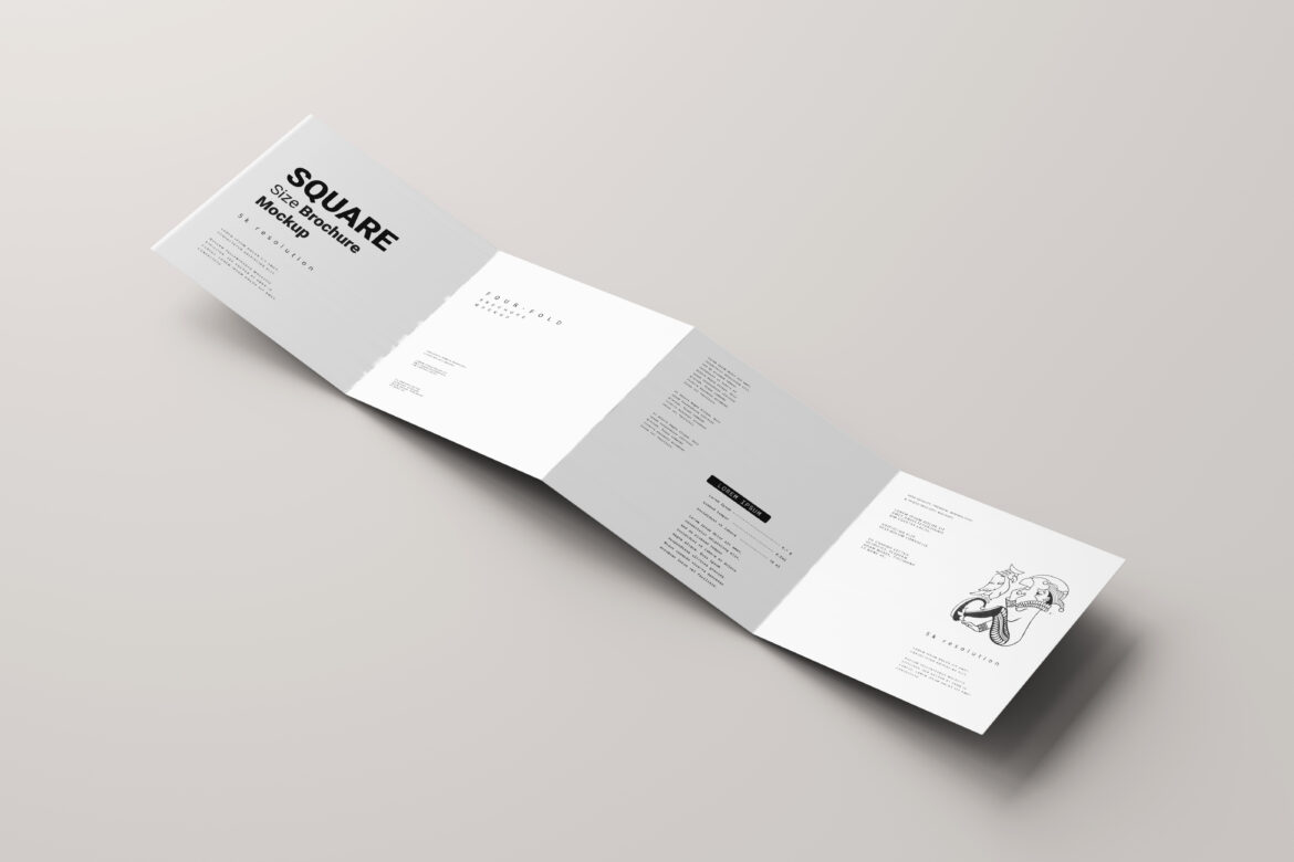 Four Fold Square Brochure Mockups - Mockup Free