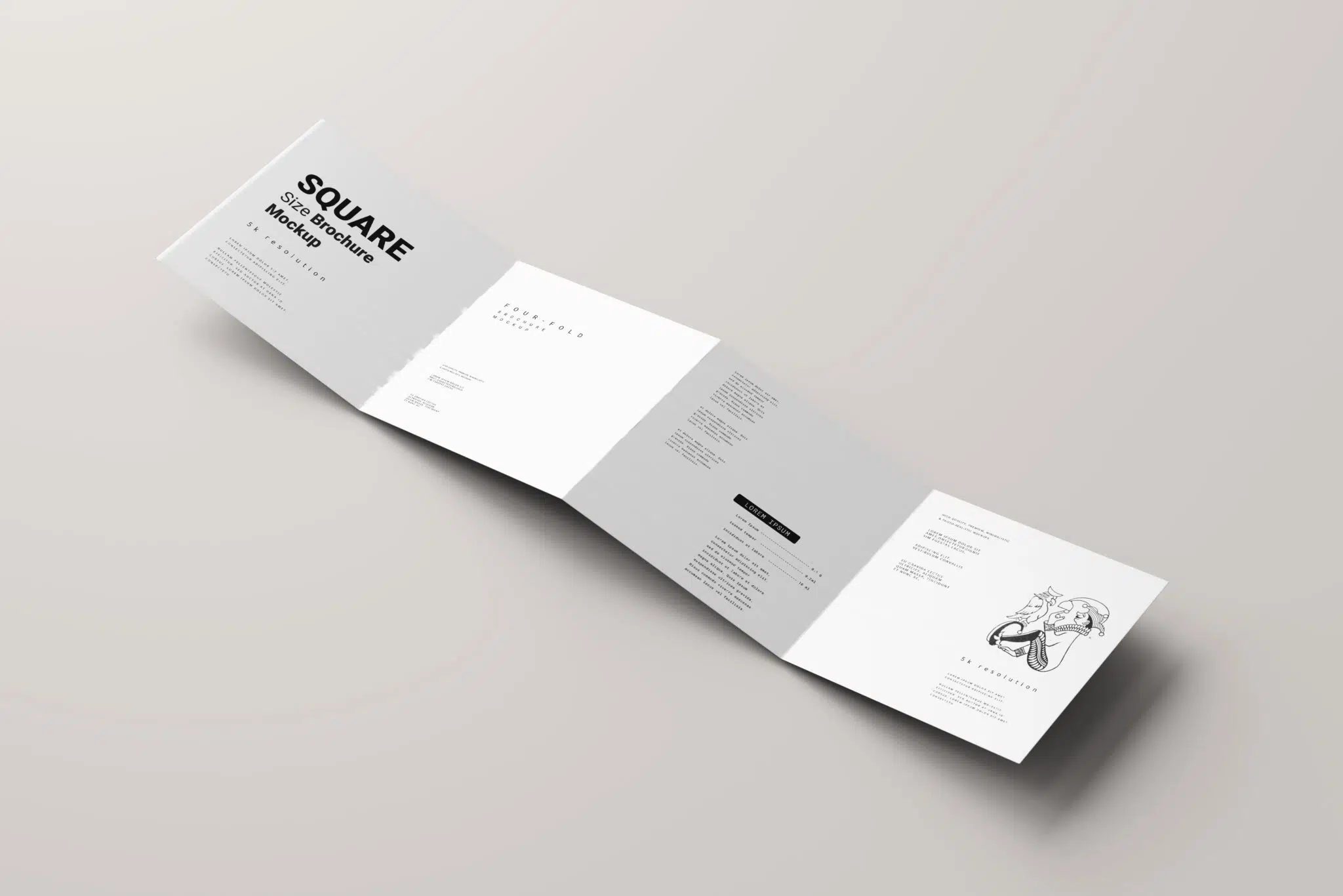 Four Fold Square Brochure Mockups - Mockup Free