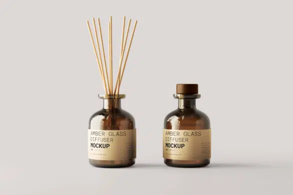 Amber Glass Reed Diffuser Mockups - Mockup Free