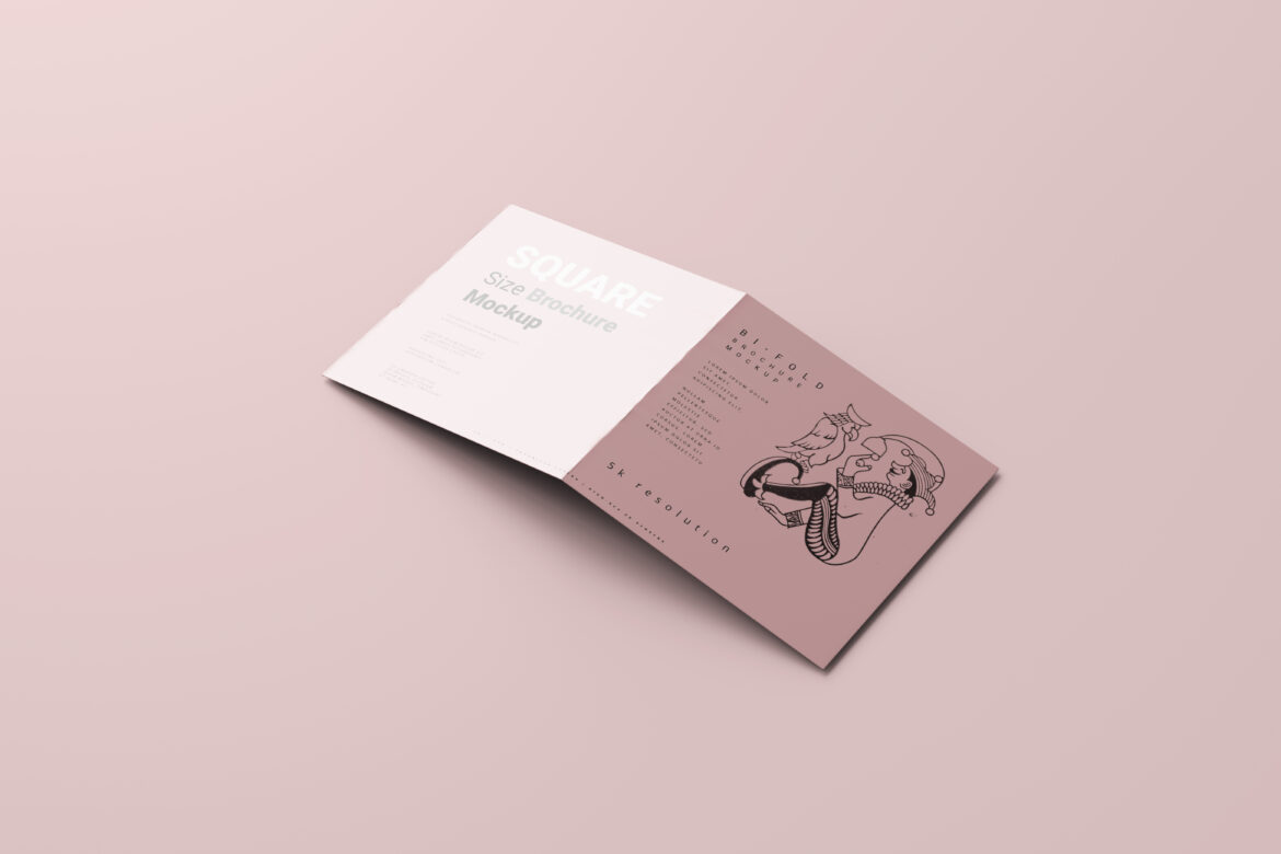 Bi-Fold Square Brochure Mockups - Mockup Free