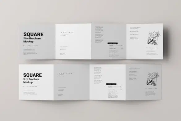 Four Fold Square Brochure Mockups - Mockup Free