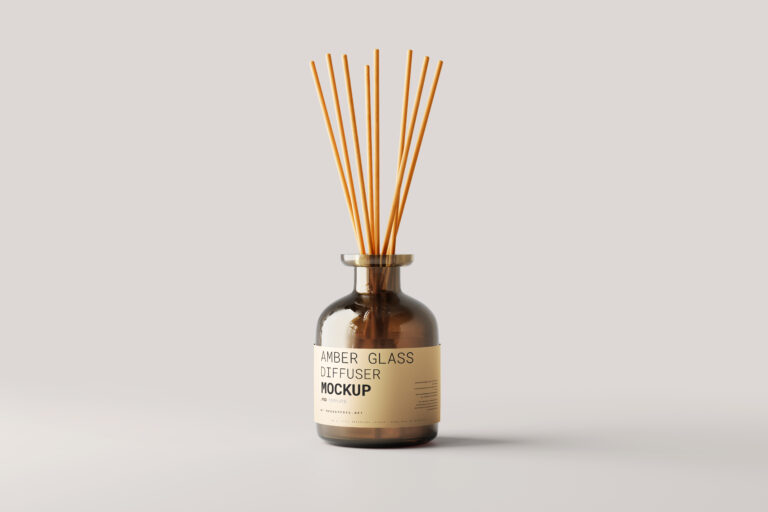 Amber Glass Reed Diffuser Mockups - Mockup Free