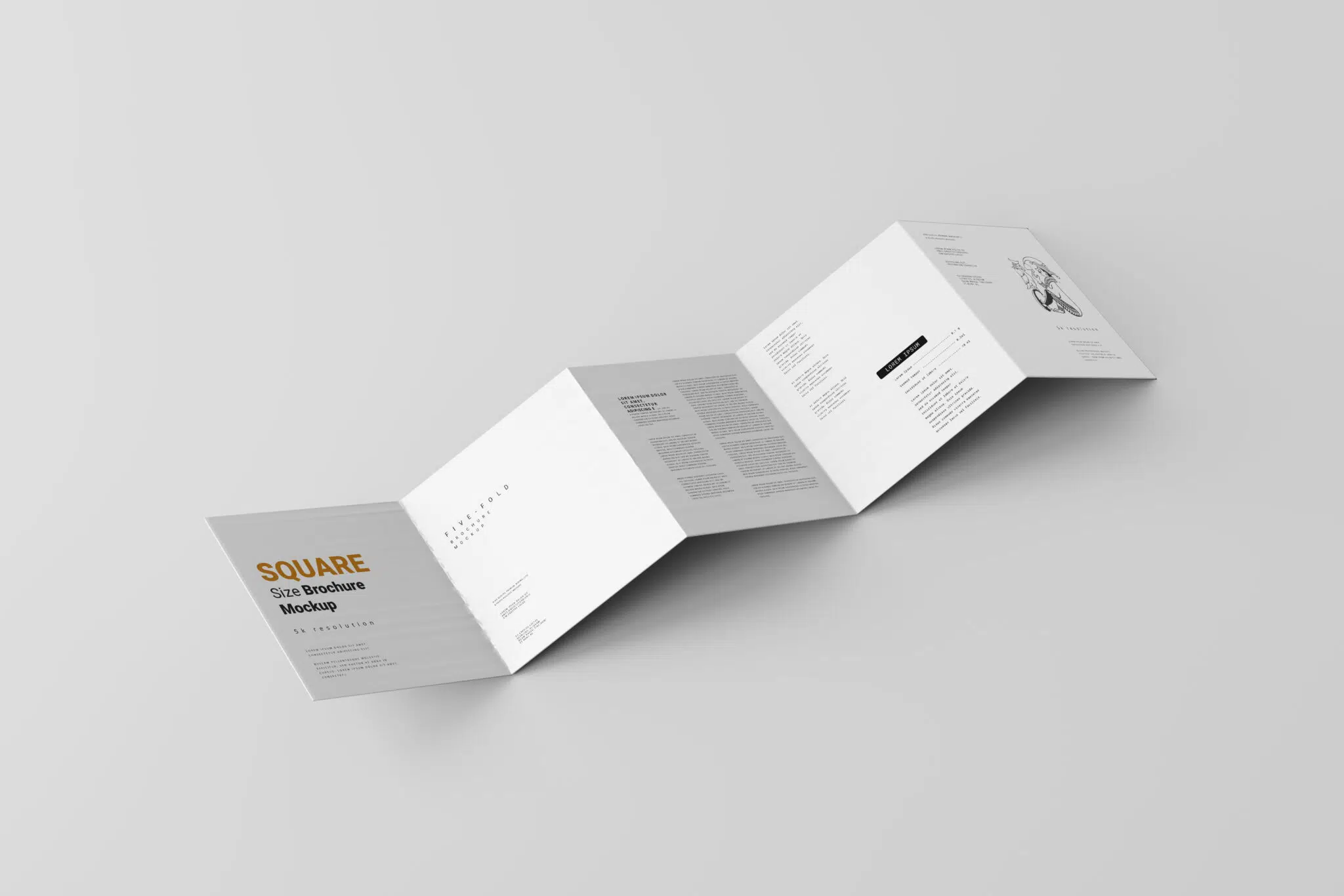 Five Fold Square Brochure Mockups - Mockup Free