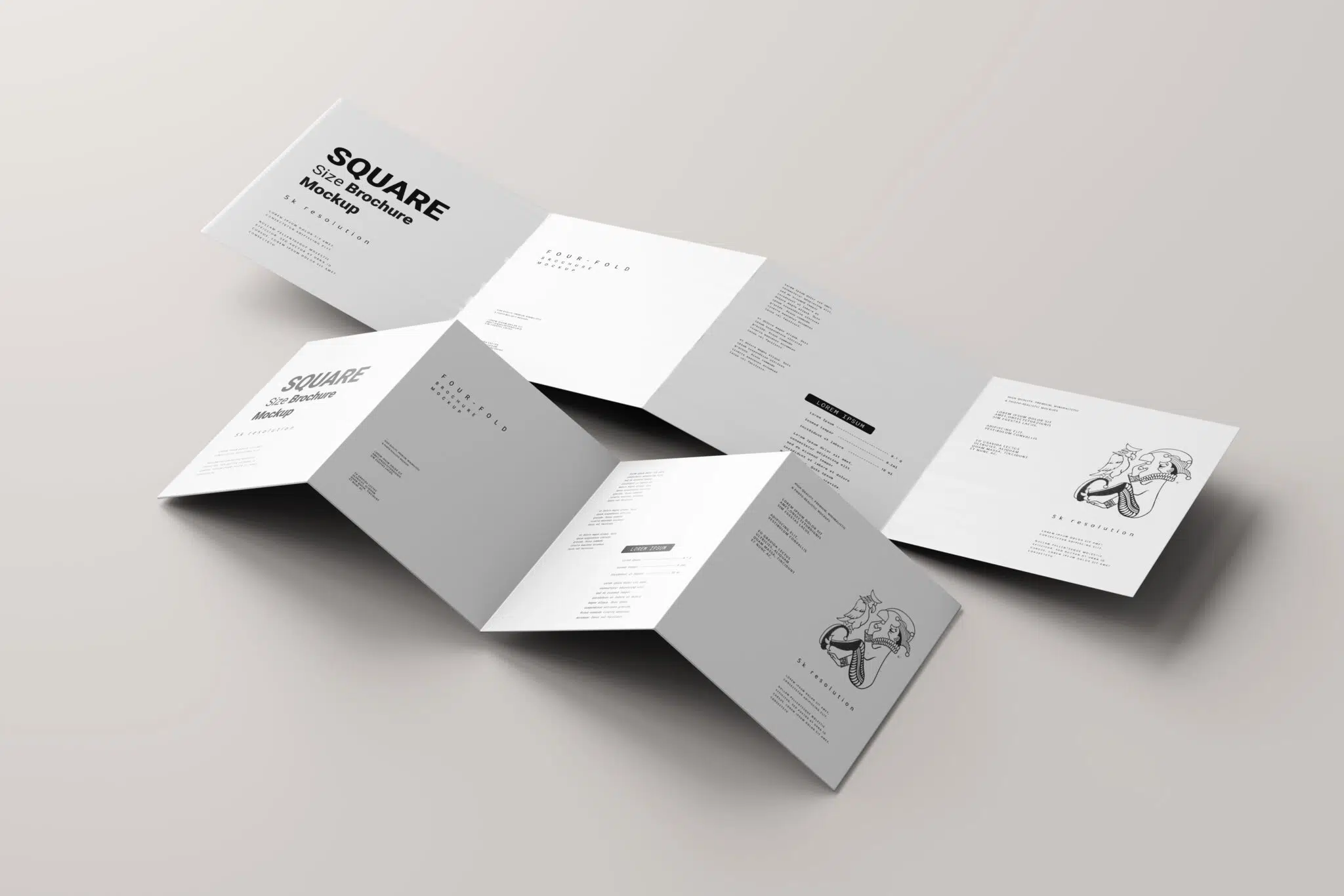 Four Fold Square Brochure Mockups - Mockup Free Four Fold Square Brochure Mockups - Mockup Free