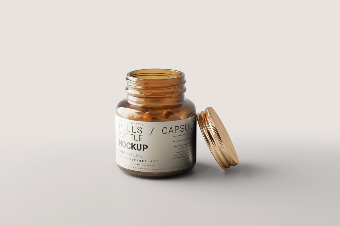 Pills Capsule Bottle Mockups - Mockup Free