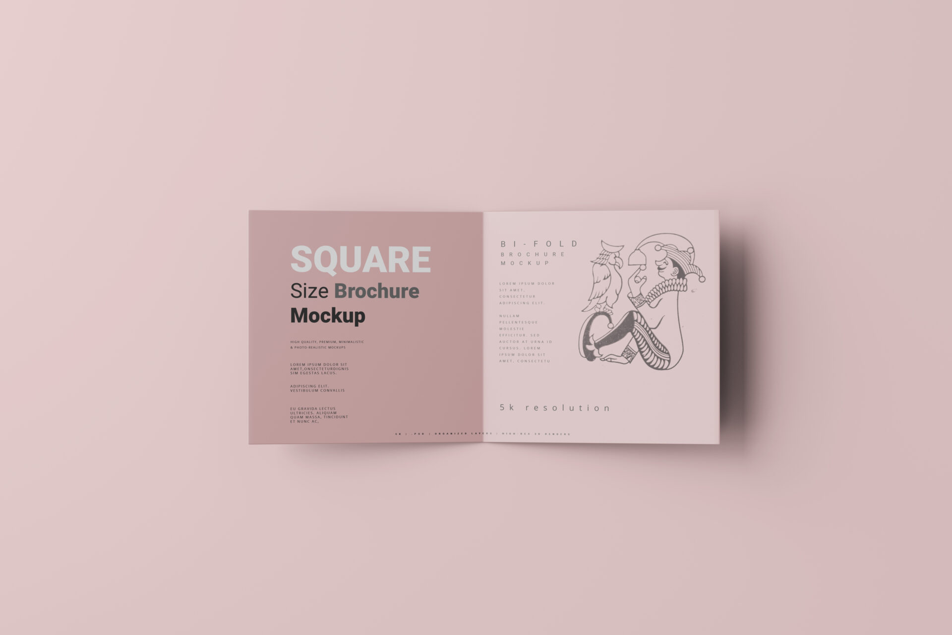Bi-Fold Square Brochure Mockups - Mockup Free