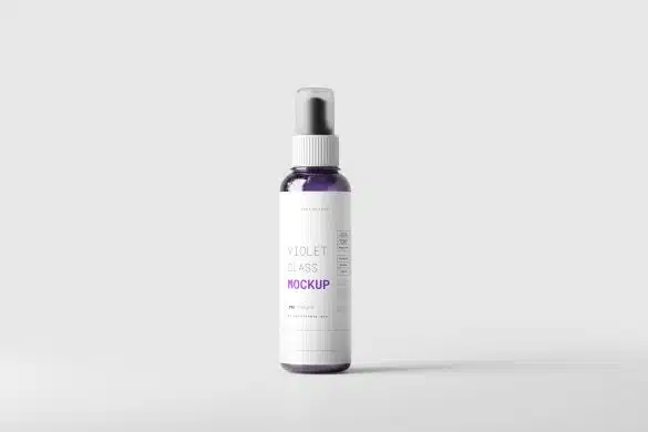 Violet Glass Spray Bottle Mockup - Mockup Free