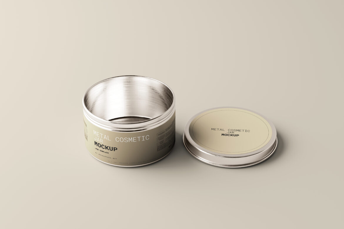 Metal Cosmetic Jar Mockups - Mockup Free