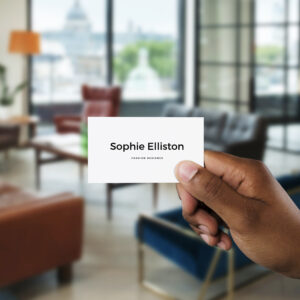 Hand holding Business Cards Mockups - Mockup Free