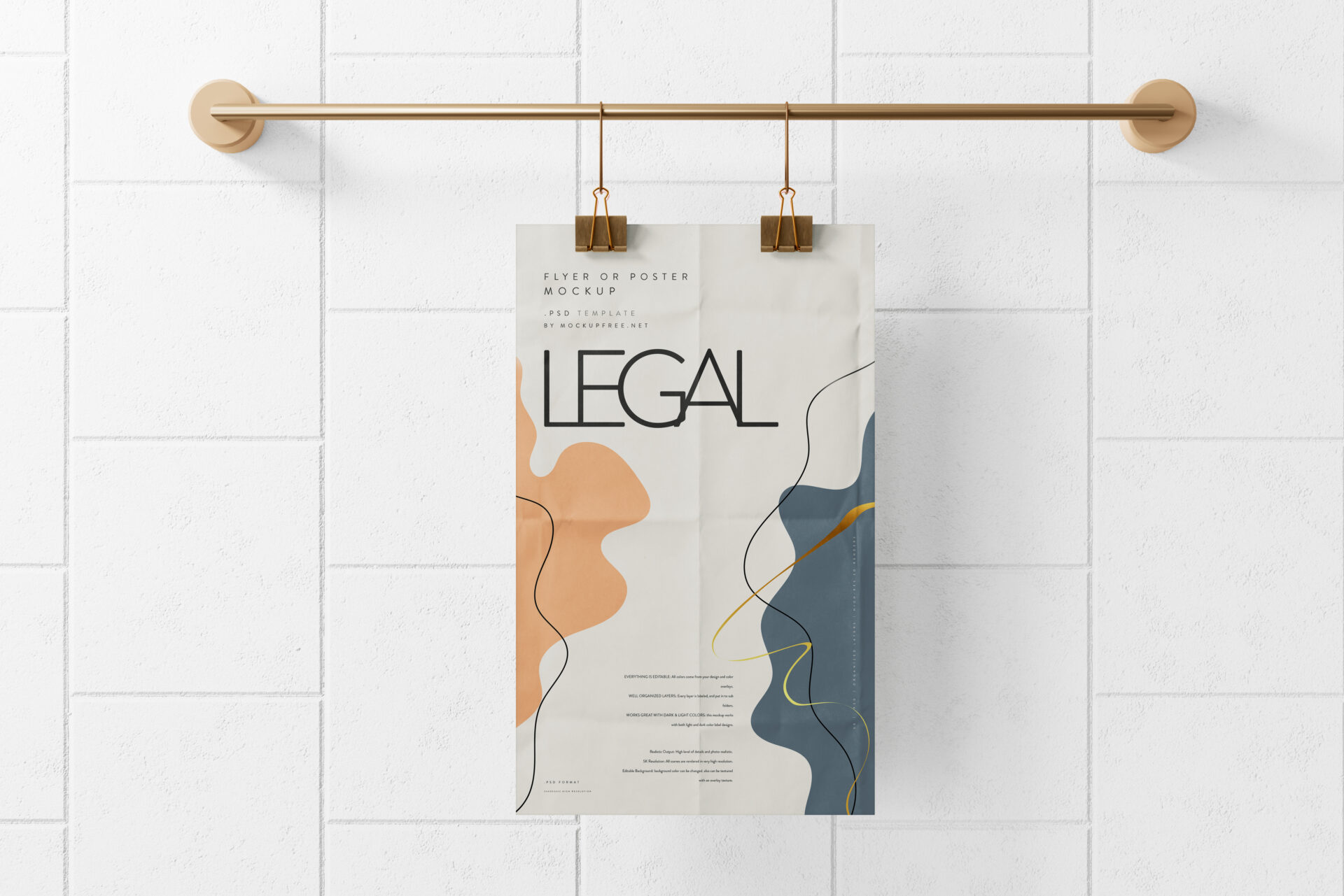 Legal Size Flyer or Poster Mockup - Mockup Free