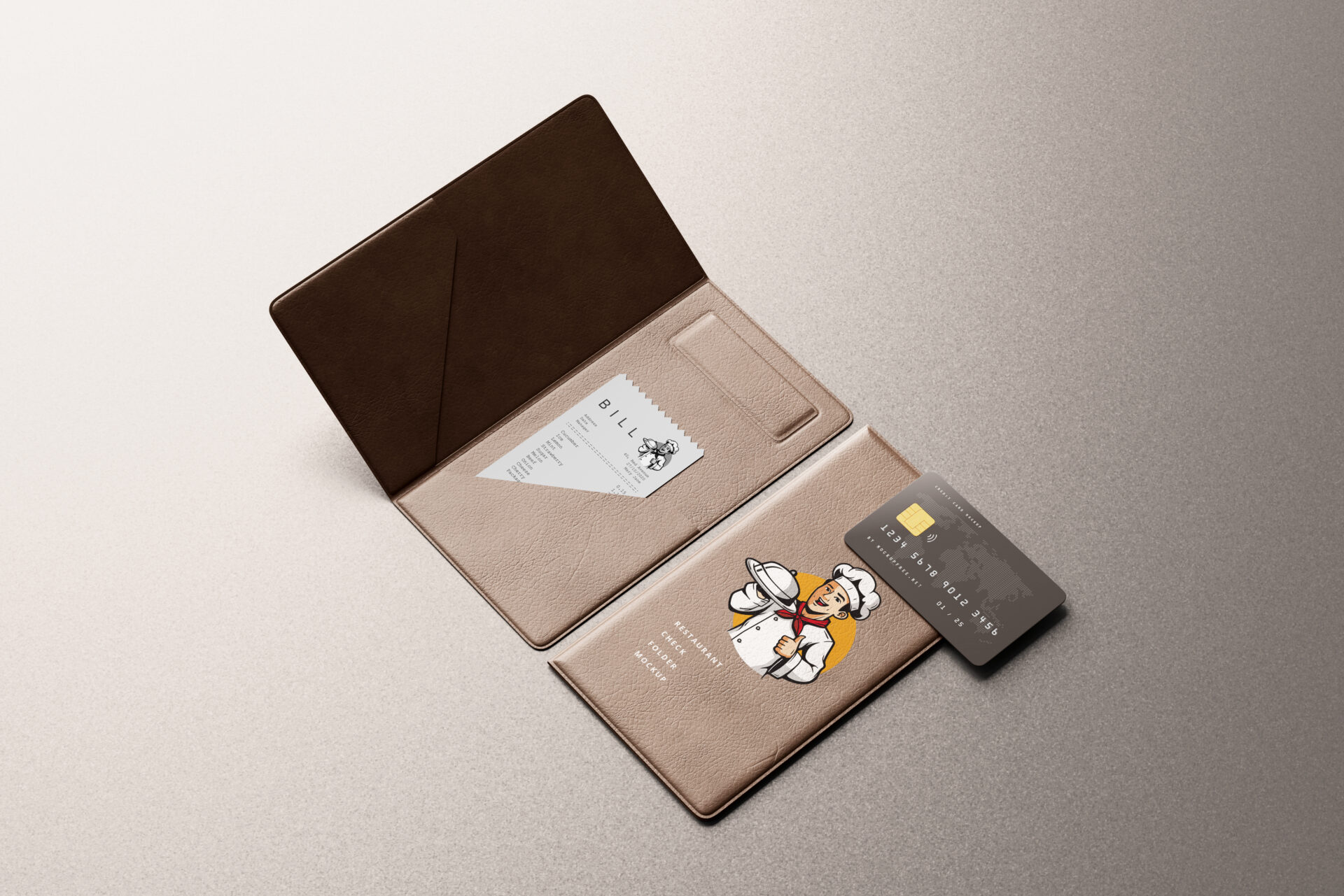 Restaurant Check Folder Mockup - Mockup Free