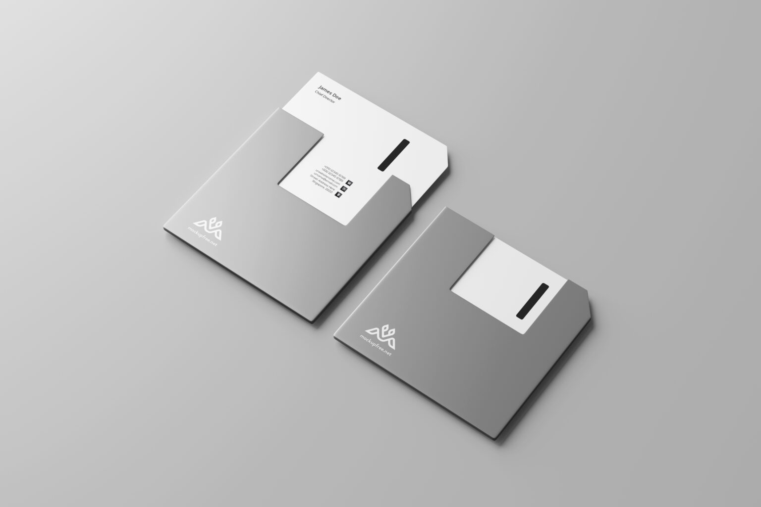 Floppy Disk Shaped Business Card Mockup - Mockup Free