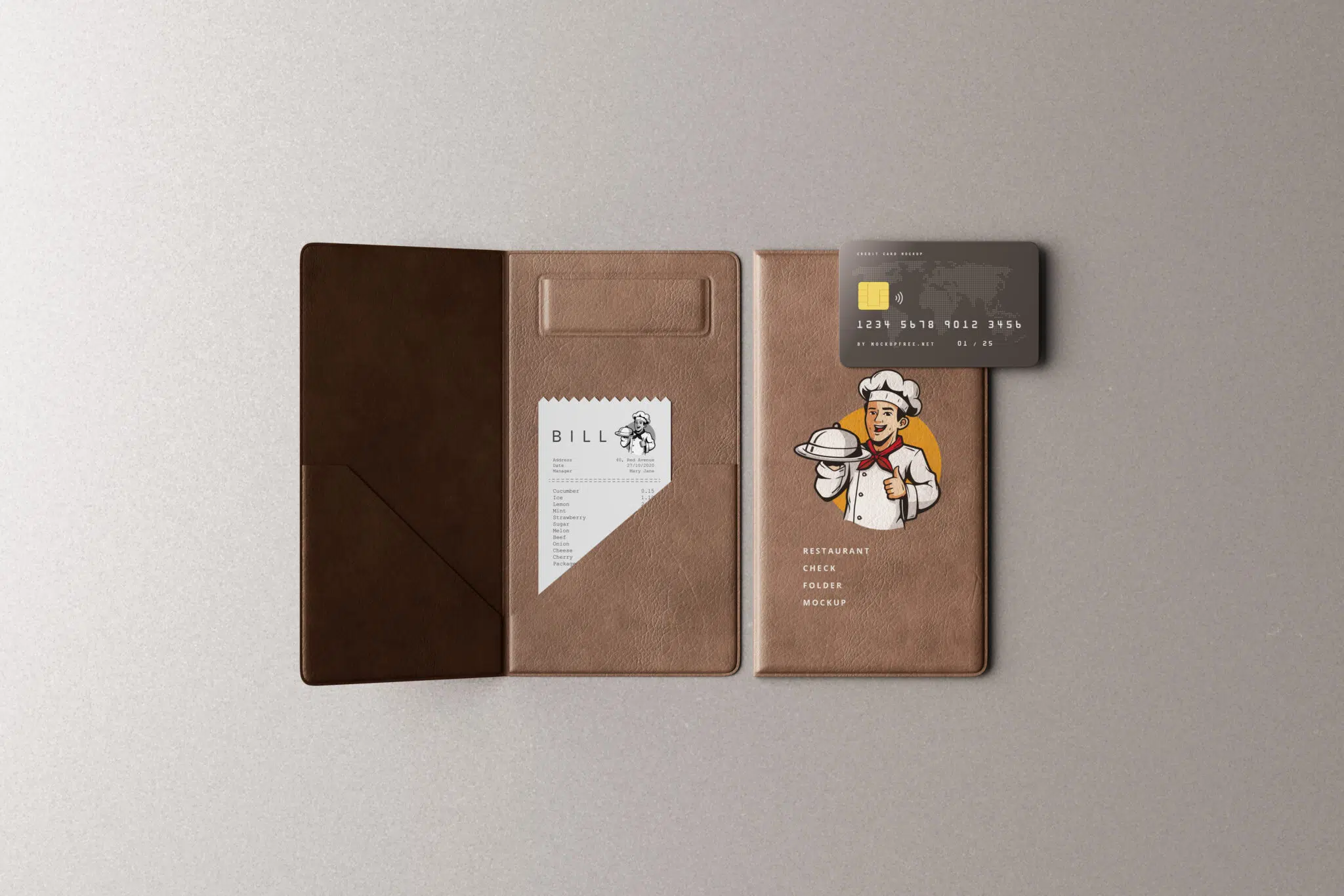 Restaurant Check Folder Mockup - Mockup Free