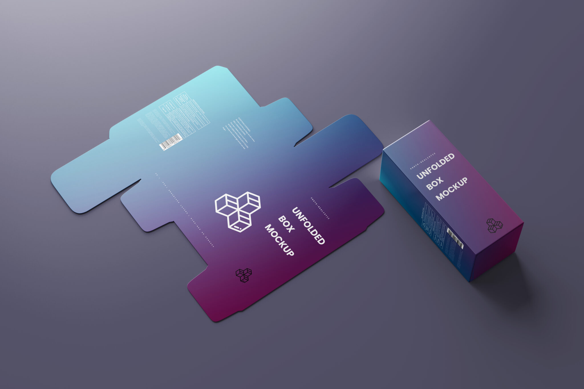 Unfolded Box Mockup - Mockup Free