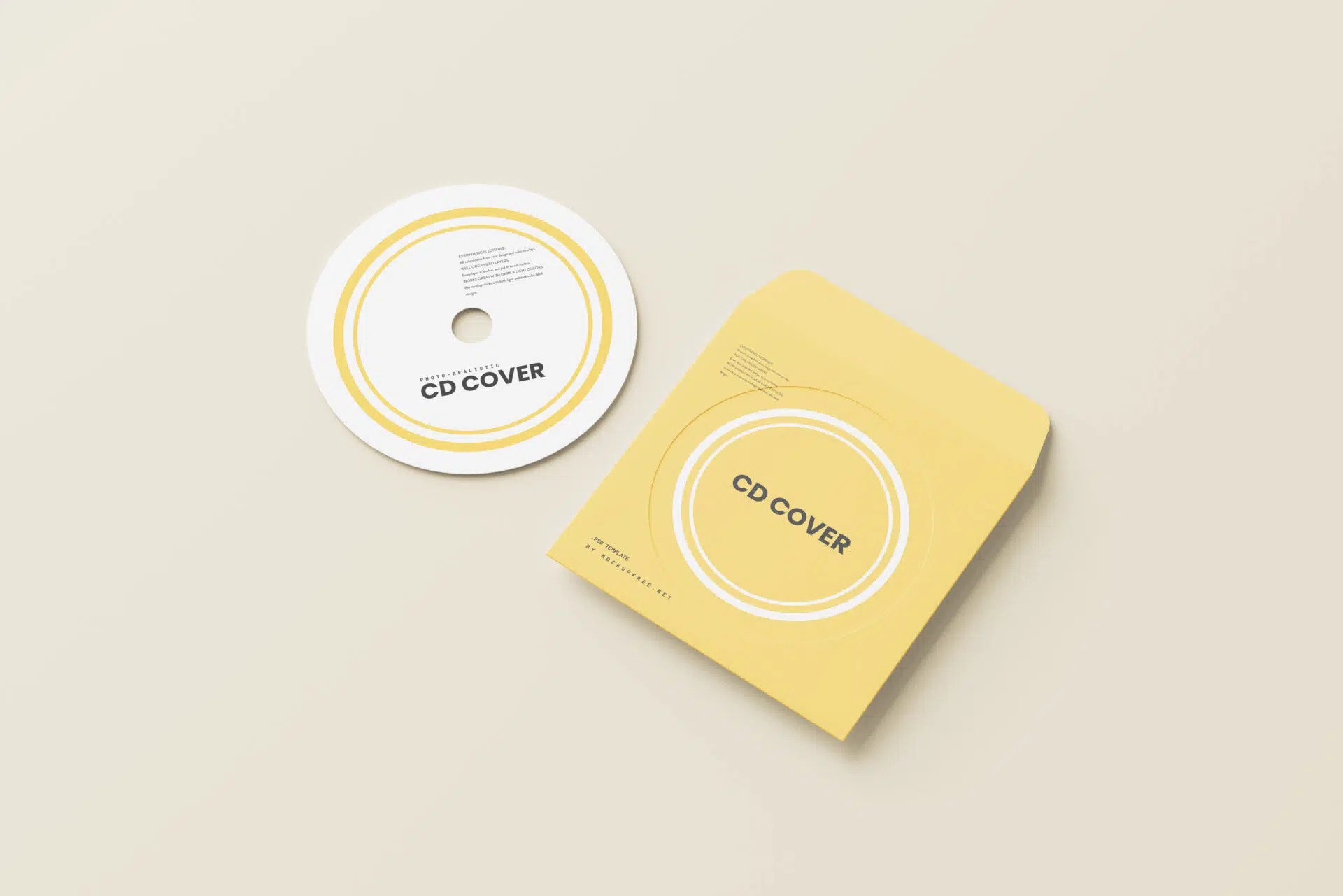 Paper CD cover and Disc Mockup - Mockup Free