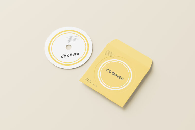 Paper CD cover and Disc Mockup - Mockup Free