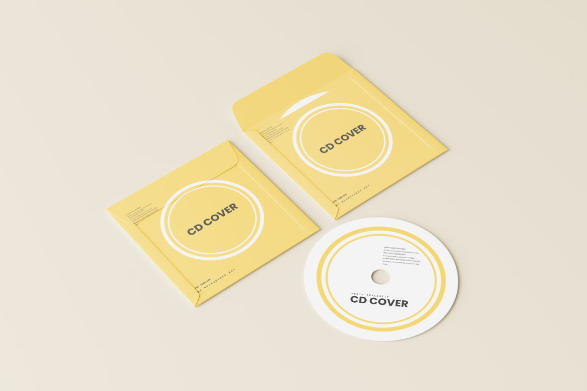 Paper CD cover and Disc Mockup - Mockup Free