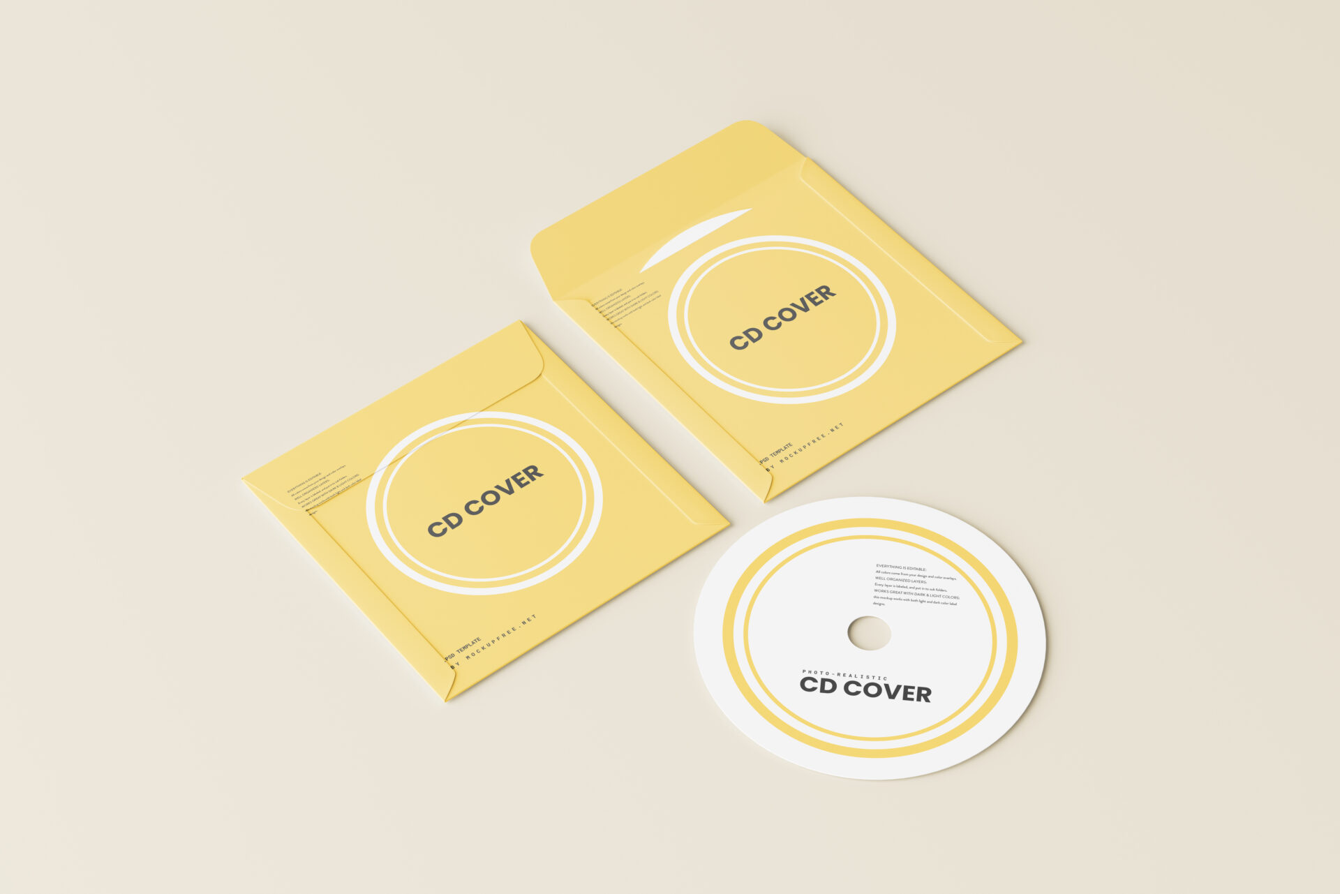 Paper CD cover and Disc Mockup - Mockup Free