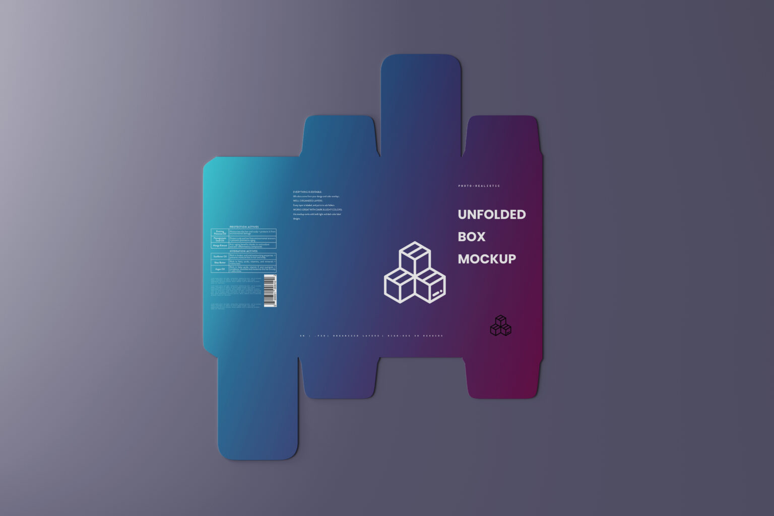 Unfolded Box Mockup - Mockup Free