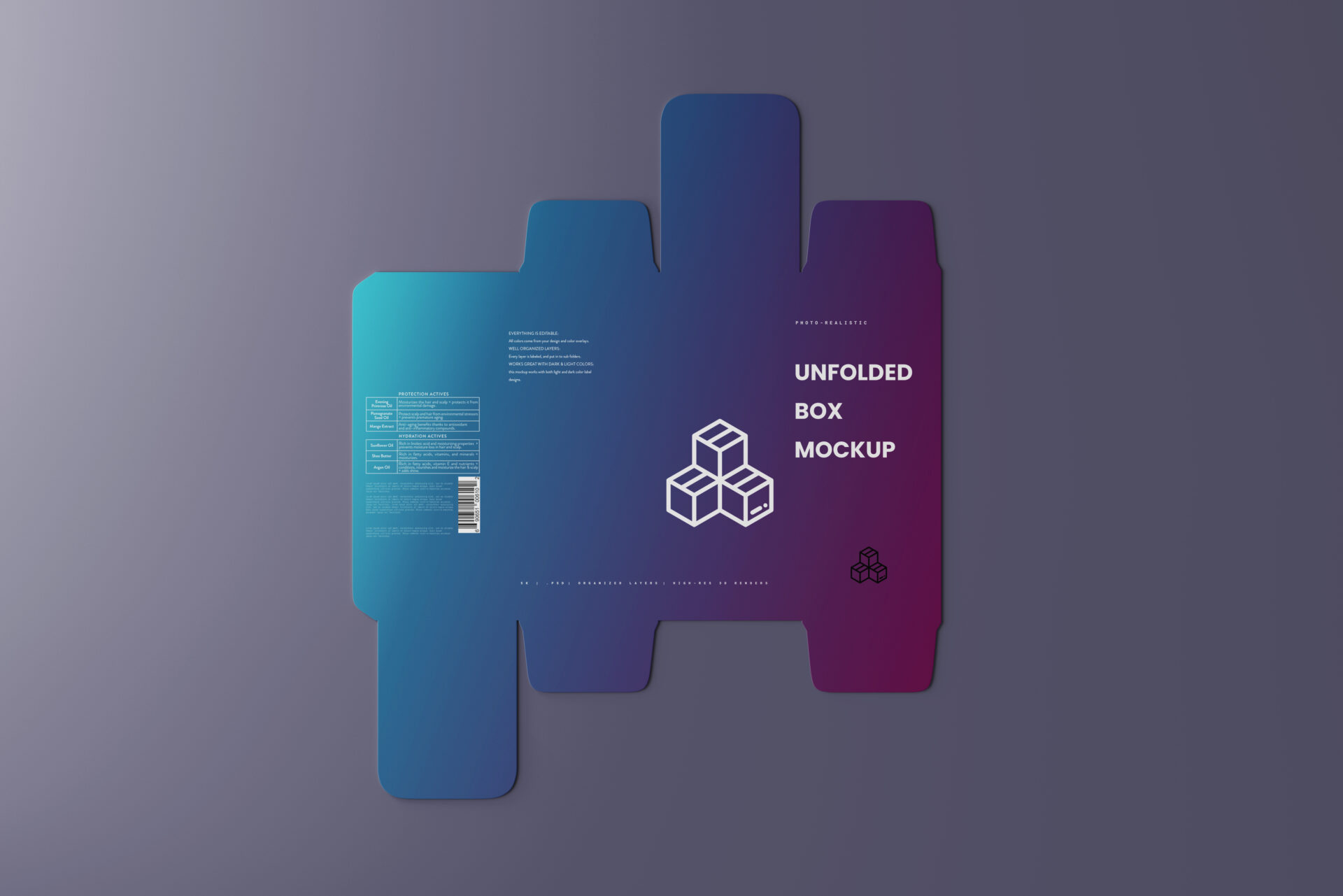 Unfolded Box Mockup - Mockup Free