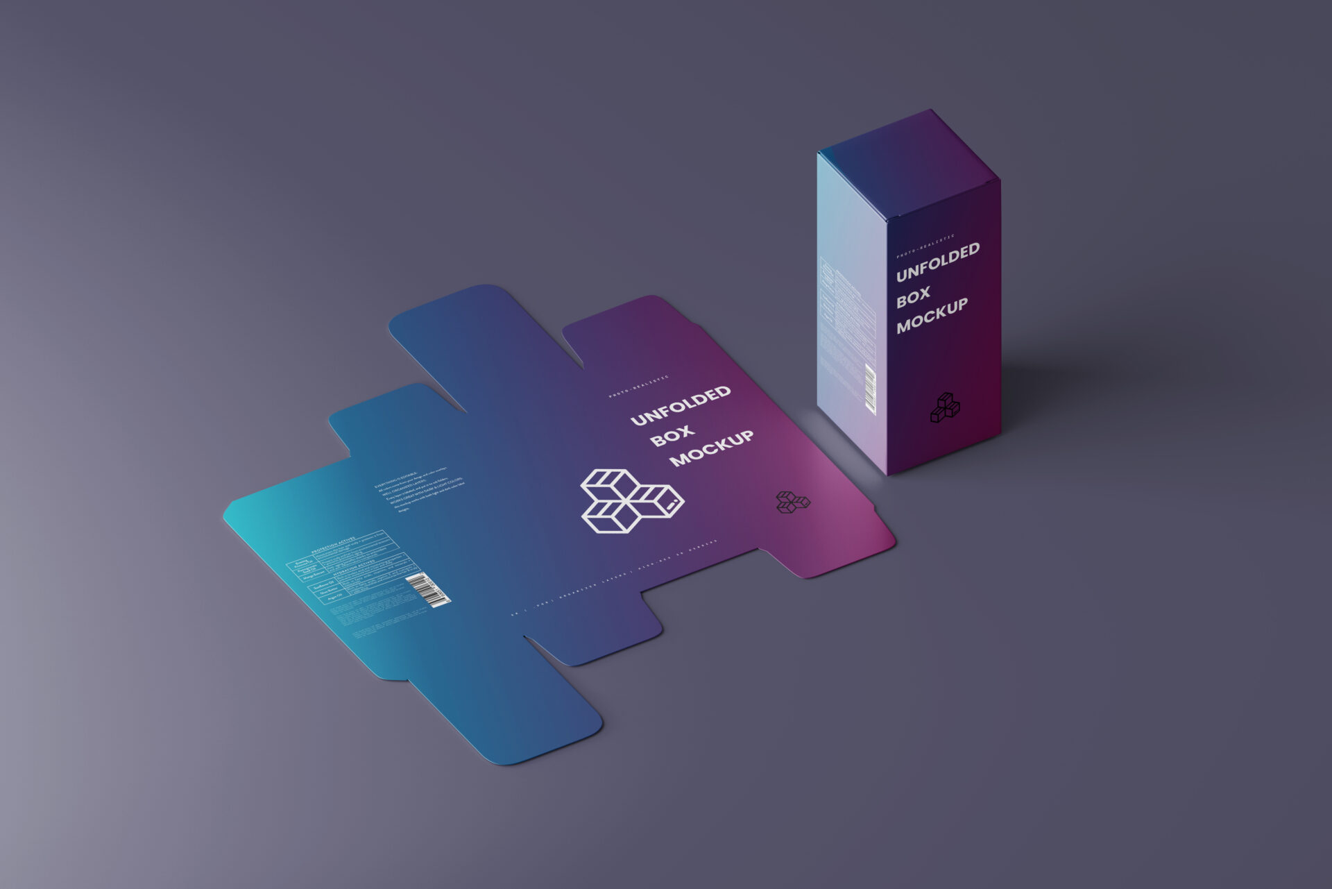 Unfolded Box Mockup - Mockup Free