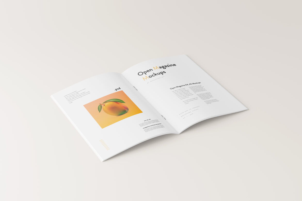 Open Magazine Mockups A4 / A5 - Mockup Free
