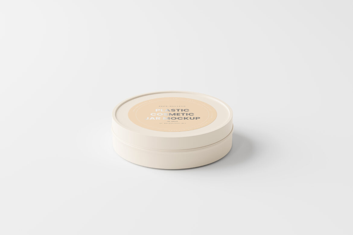 Flat Plastic Cosmetic Jar Mockups - Mockup Free