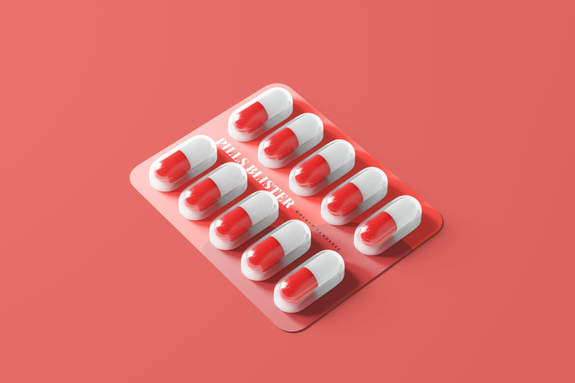 Capsule Blister with Box Mockup - Mockup Free