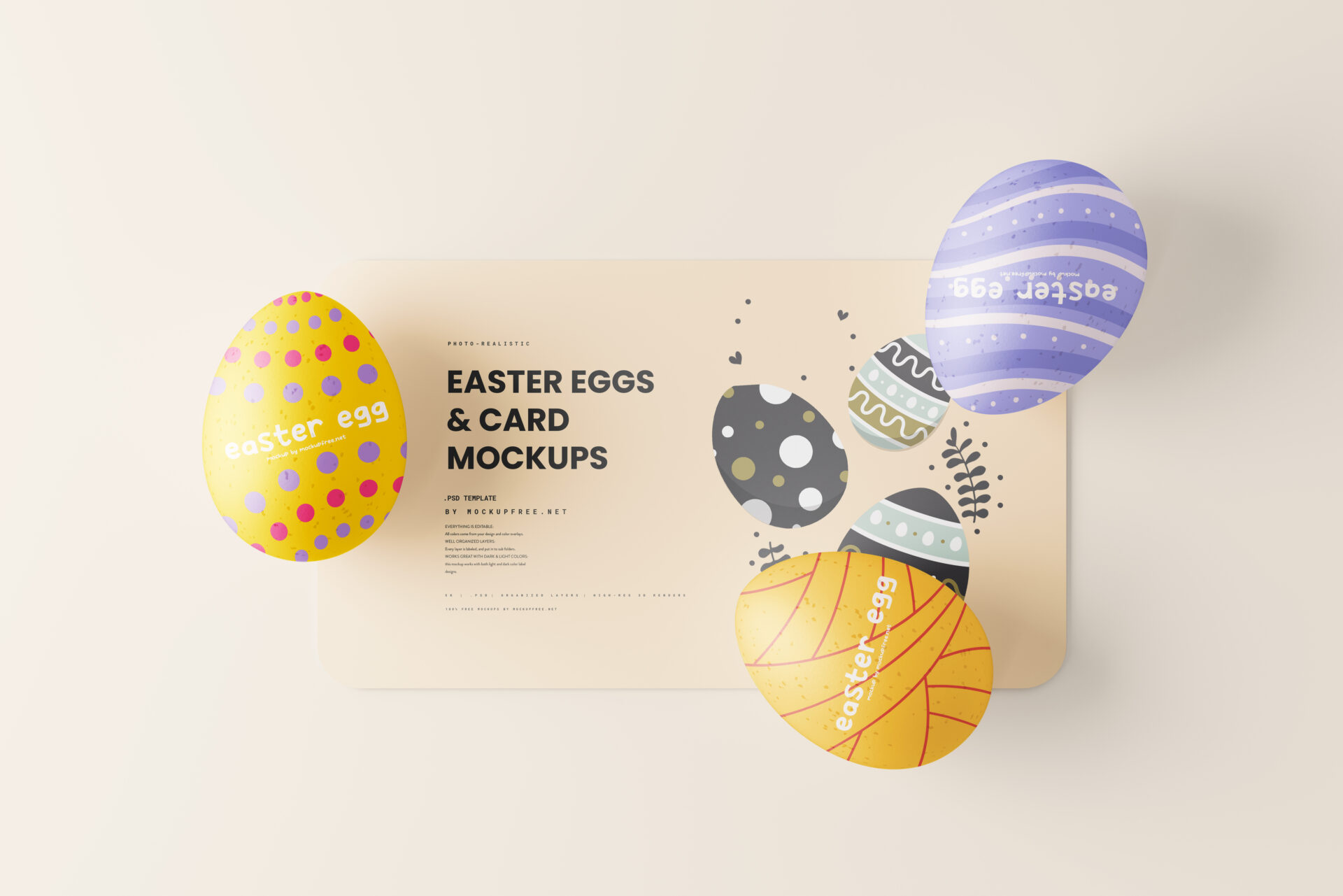 Easter Eggs & Card Mockups - Mockup Free