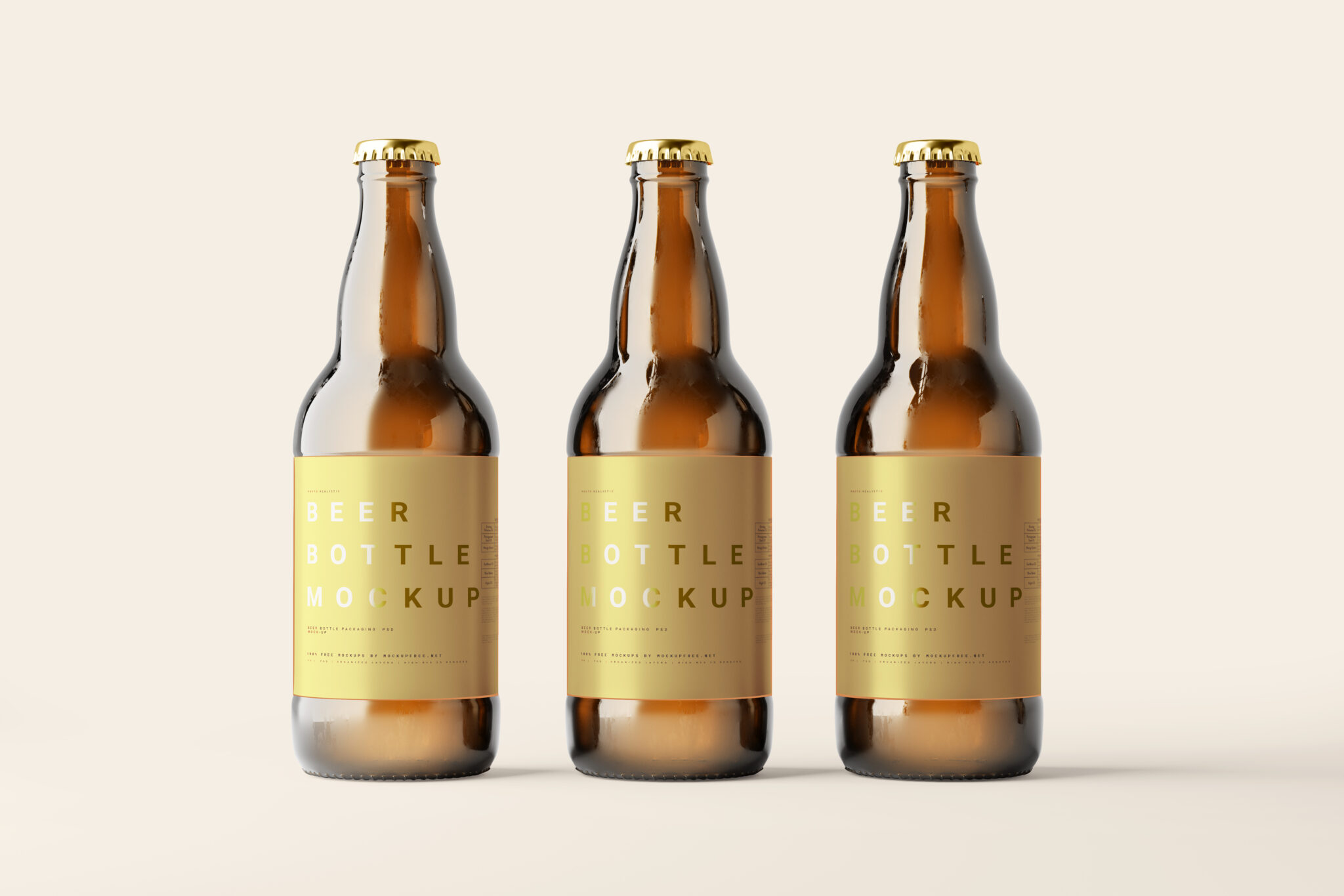 Dark amber beer bottle mockups - Mockup Free