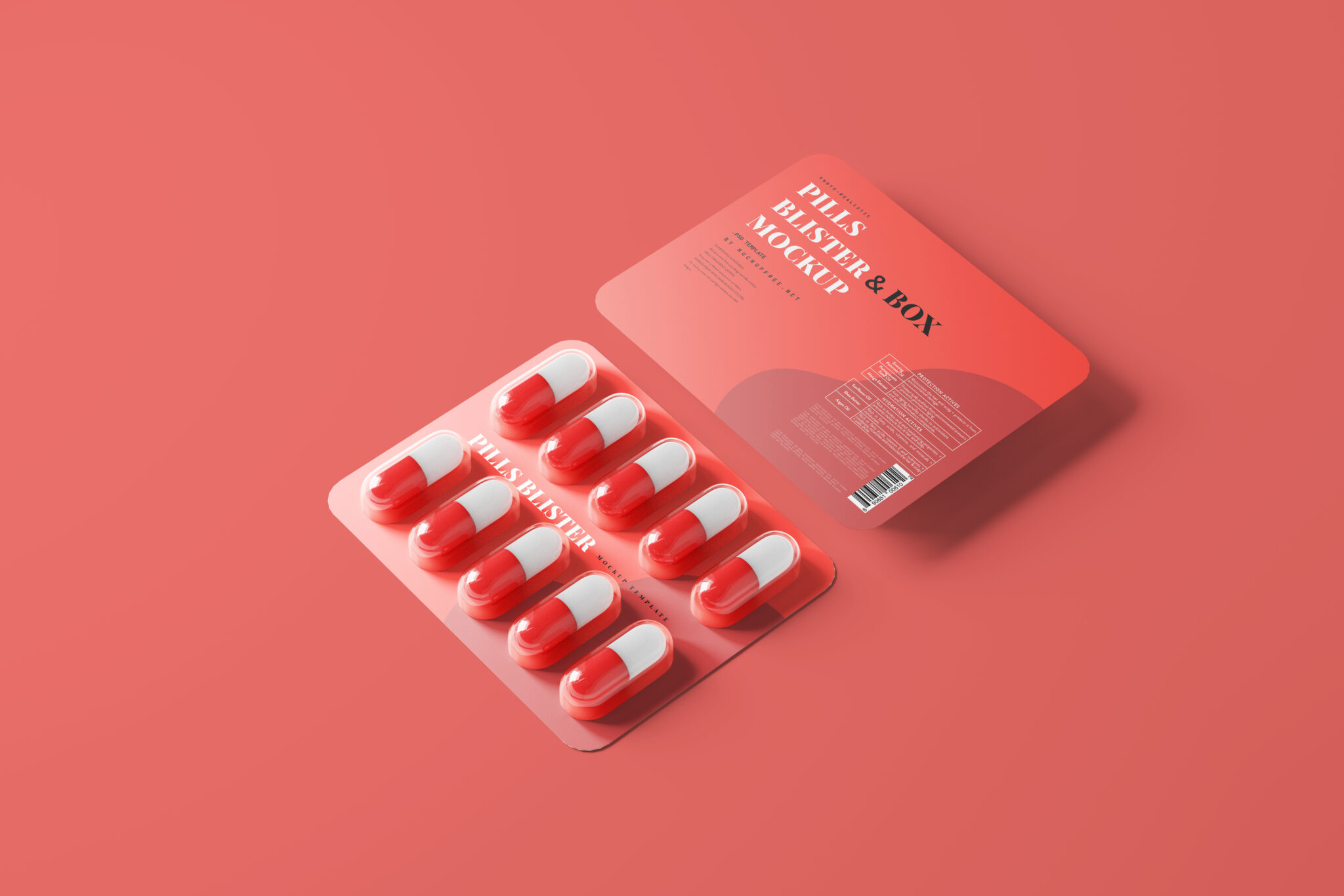 Capsule Blister with Box Mockup - Mockup Free