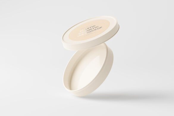 Flat Plastic Cosmetic Jar Mockups - Mockup Free