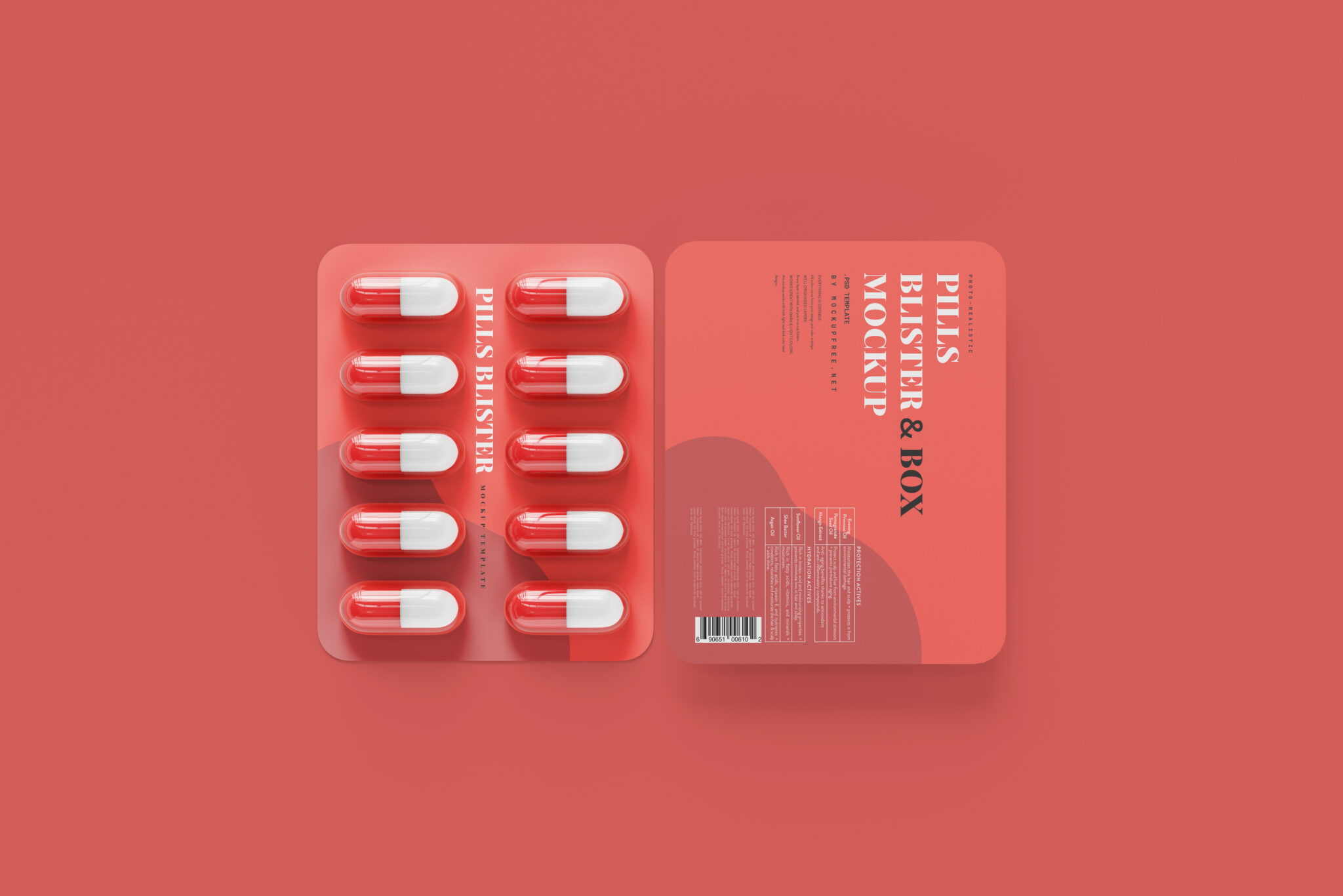 Capsule Blister with Box Mockup - Mockup Free
