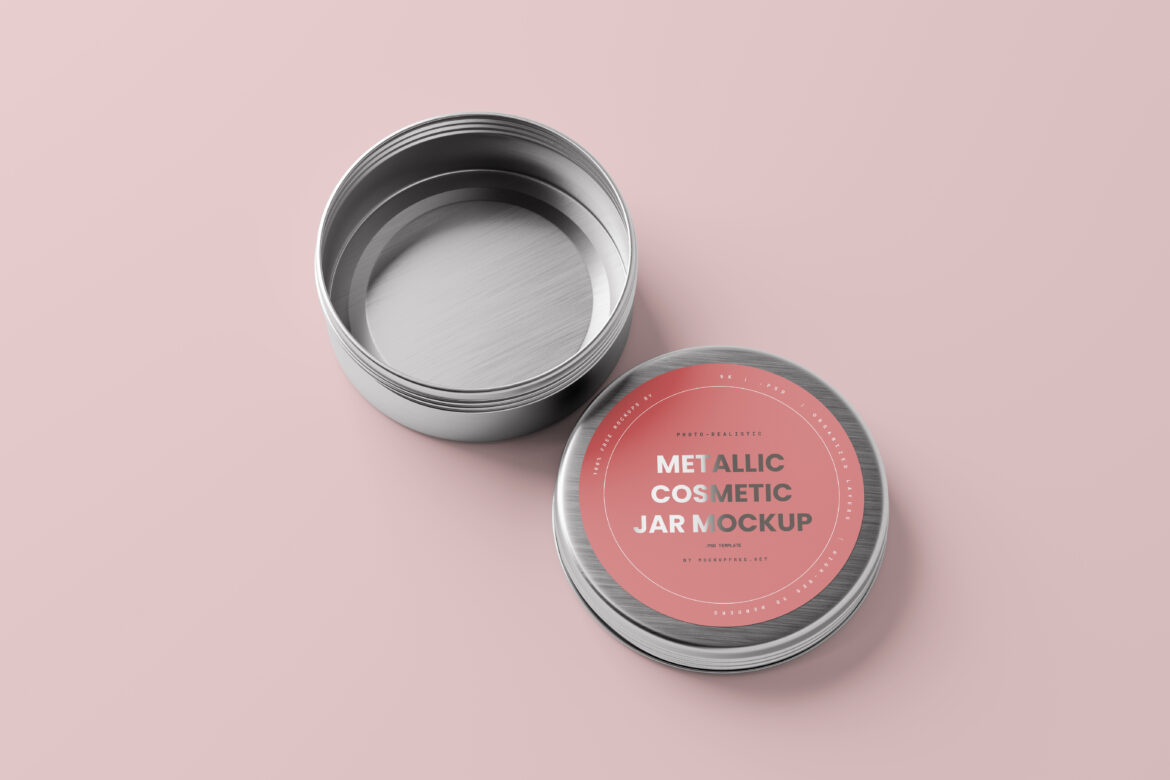 Flat Metallic Jar Mockups - Mockup Free