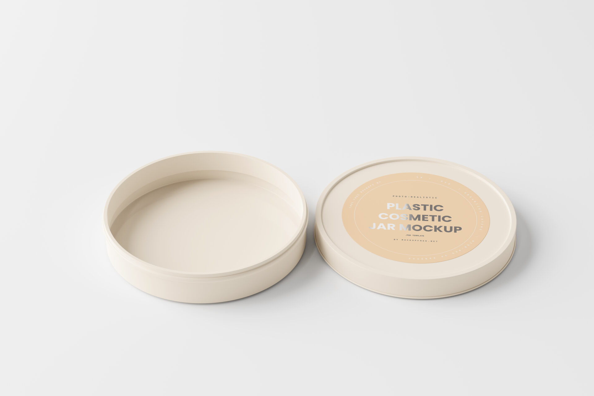 Flat Plastic Cosmetic Jar Mockups - Mockup Free