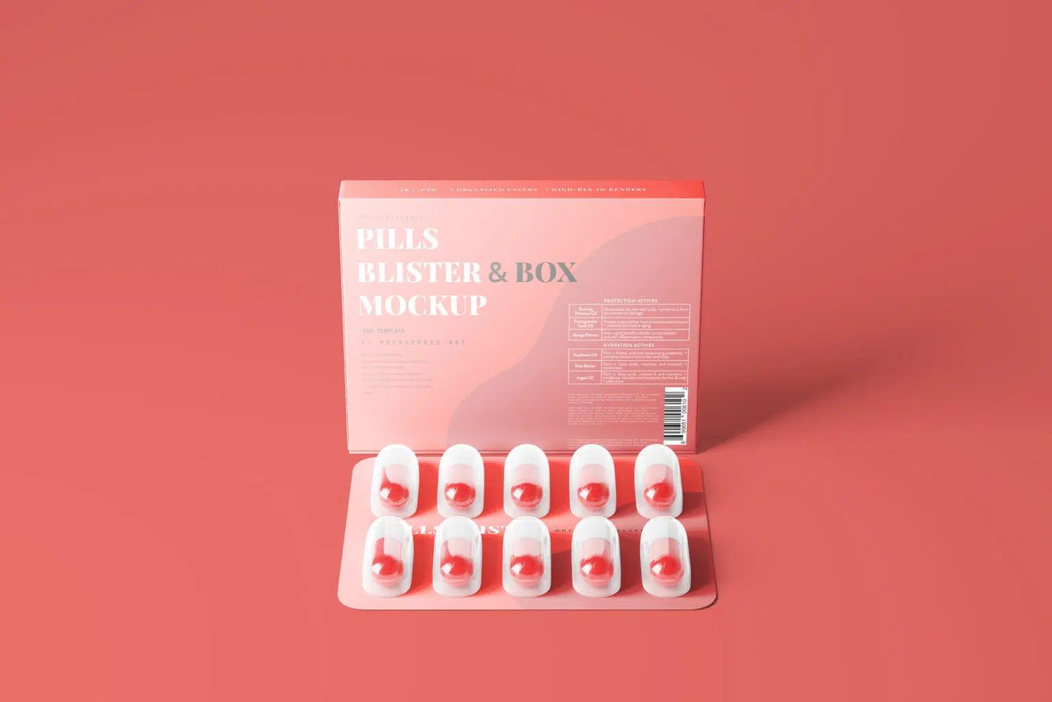 Capsule Blister with Box Mockup - Mockup Free