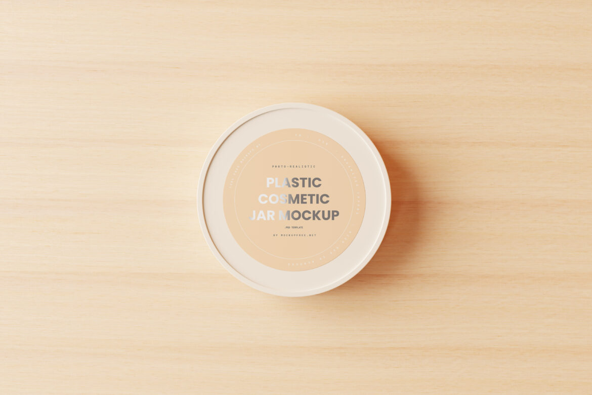 Flat Plastic Cosmetic Jar Mockups - Mockup Free