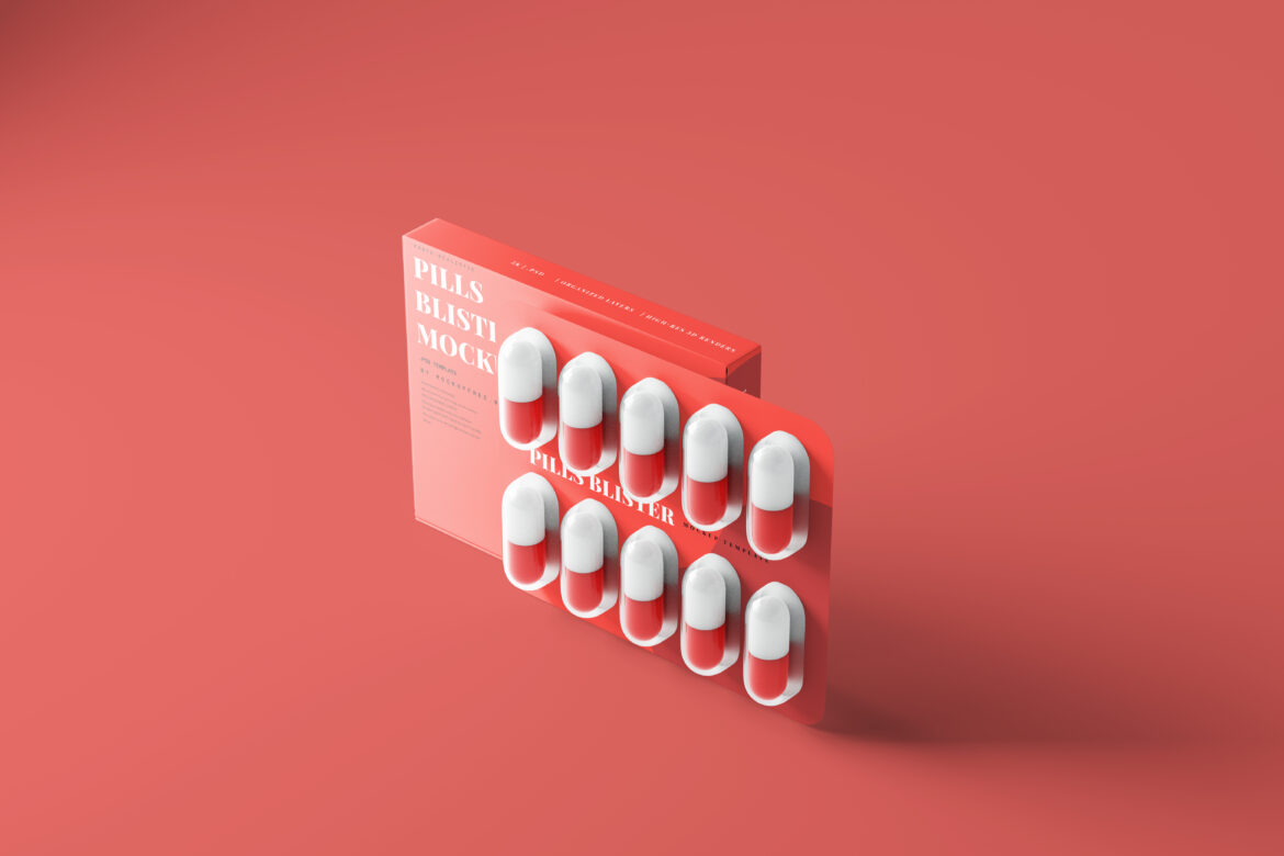 Capsule Blister with Box Mockup - Mockup Free