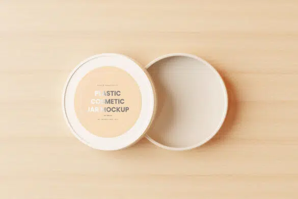 Flat Plastic Cosmetic Jar Mockups - Mockup Free