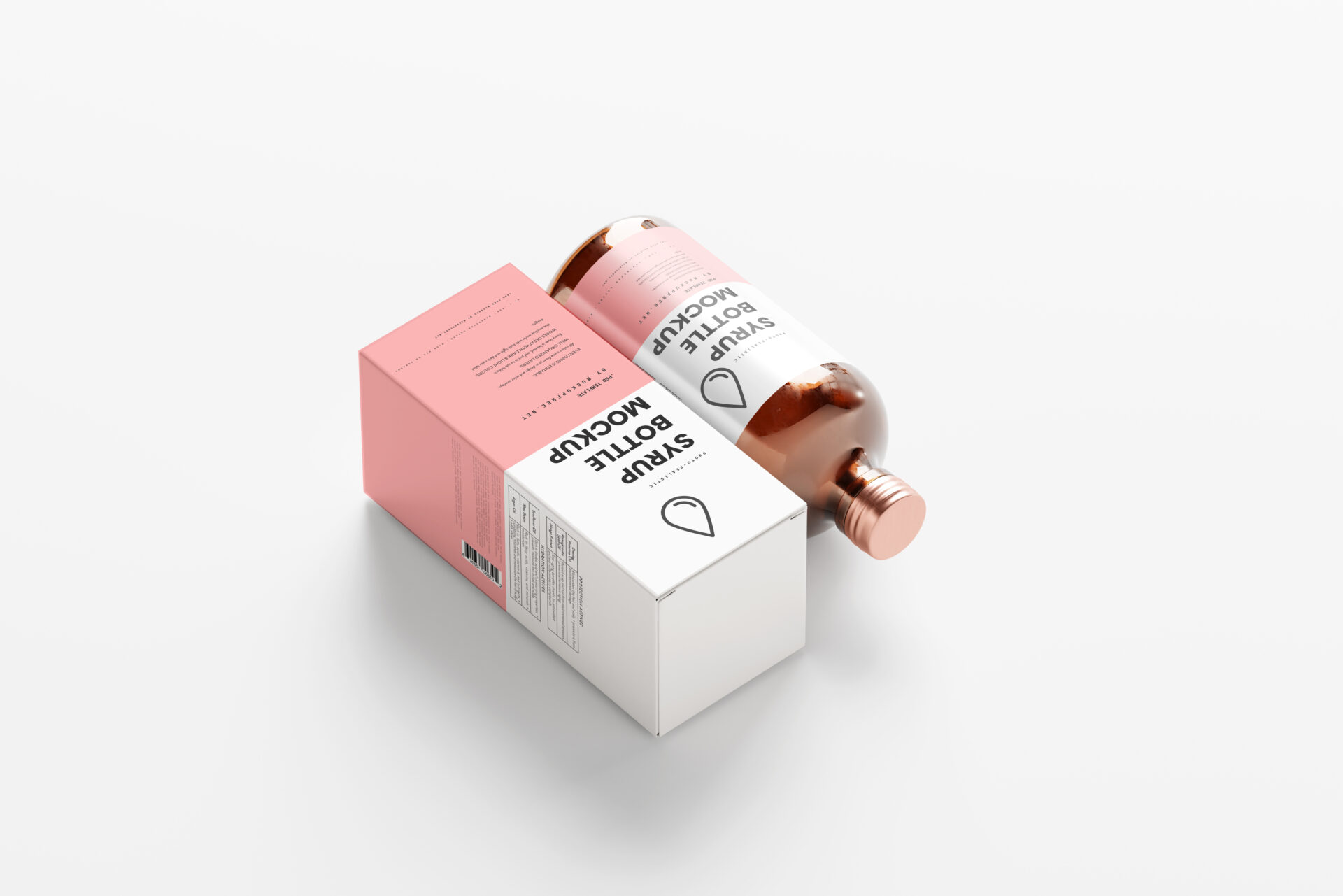 Syrup Bottle and Box Mockups - Mockup Free