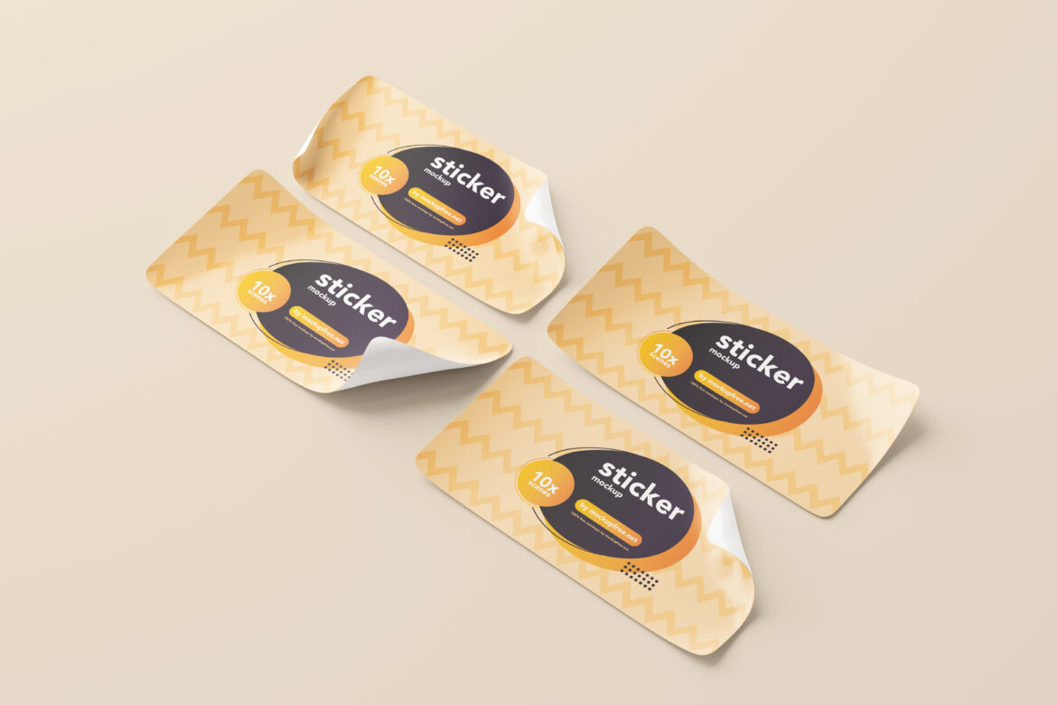 Rectangle Stickers Mockups - Mockup Free