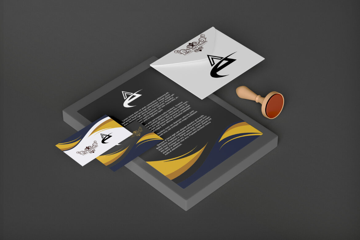 Dark Color Stationery Branding Identity Mockups - Mockup Free
