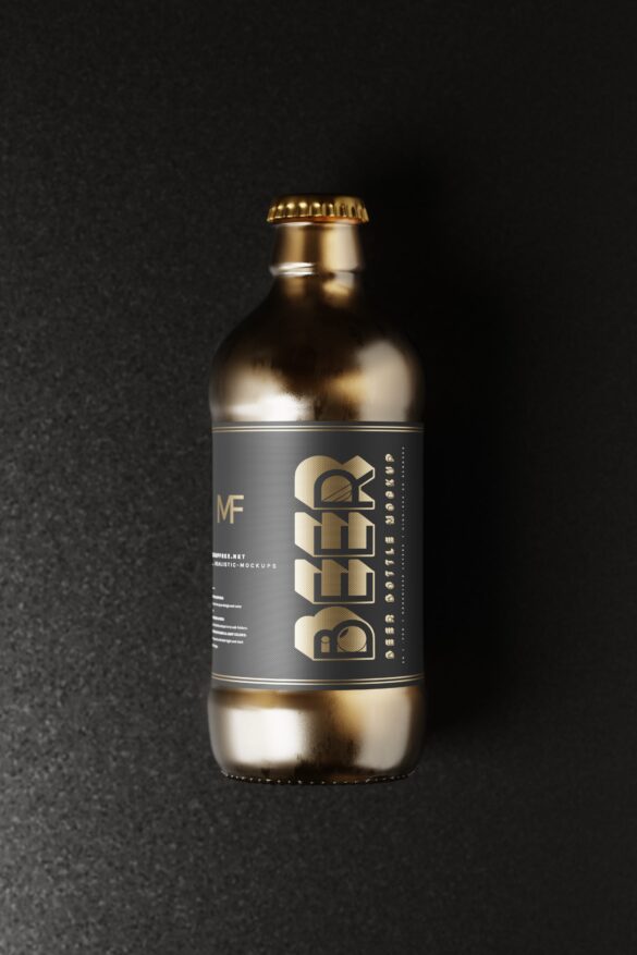 Stubby or Steinie Style Beer Bottle Mockup - Mockup Free
