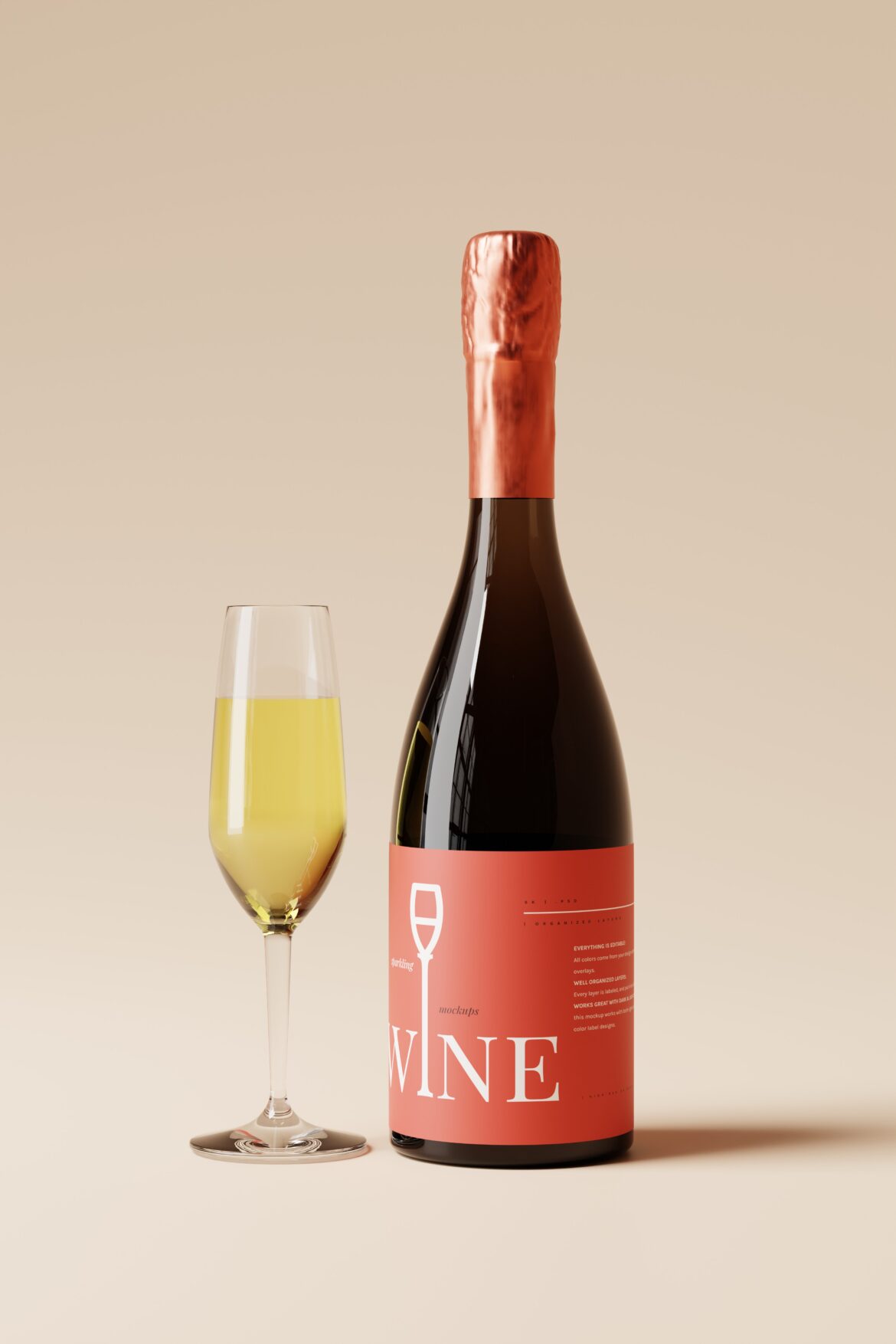Sparkling Wine Bottle Mockups to Showcase Your Wine Products - Mockup Free