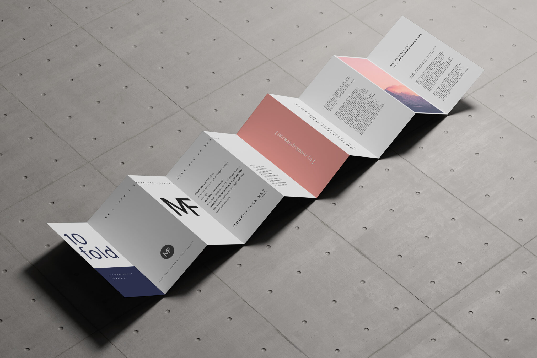 DL Ten-Fold Brochure or Flyer Mockups - Mockup Free