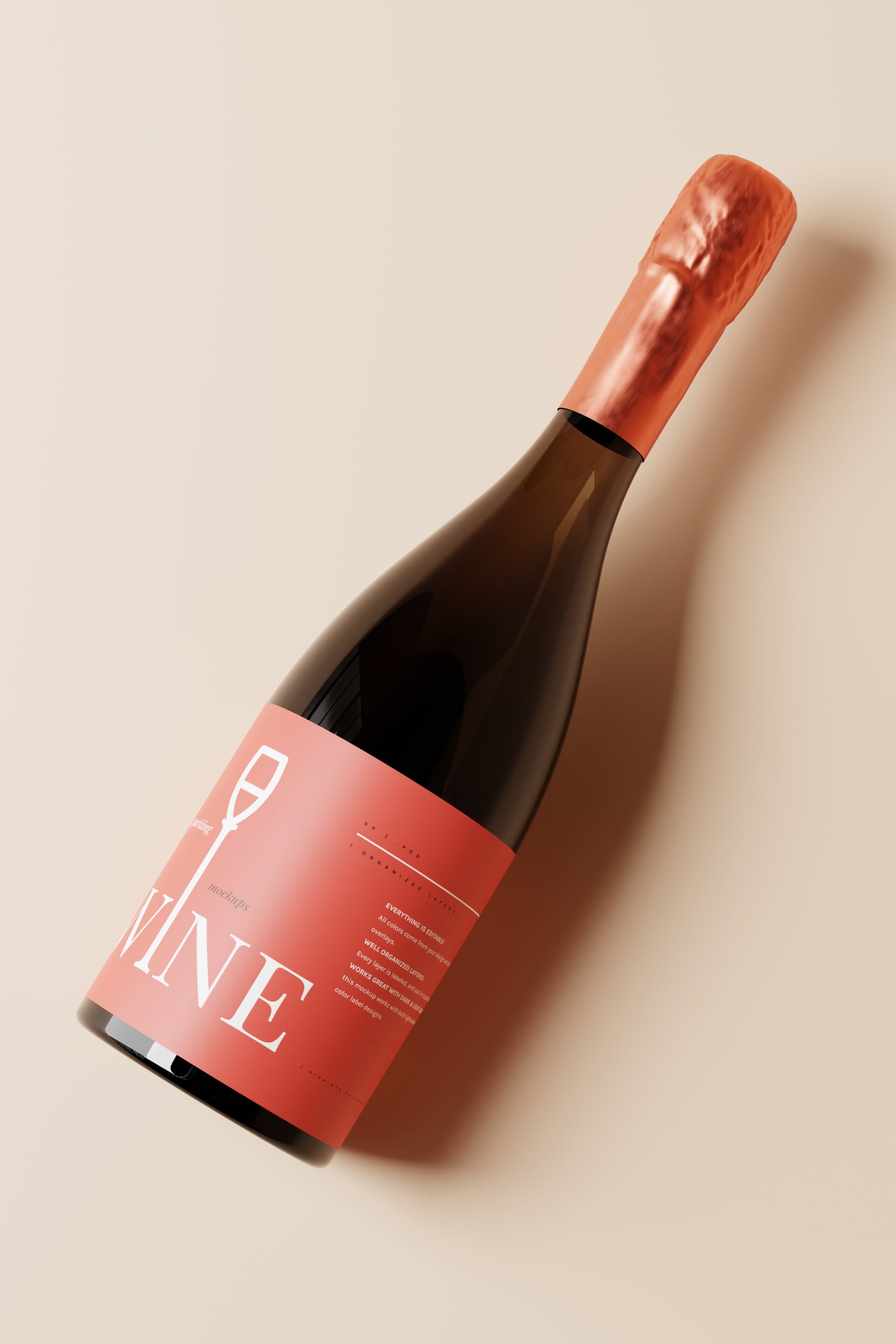 Sparkling Wine Bottle Mockups to Showcase Your Wine Products - Mockup Free