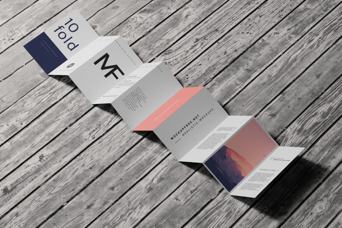 DL Ten-Fold Brochure or Flyer Mockups - Mockup Free