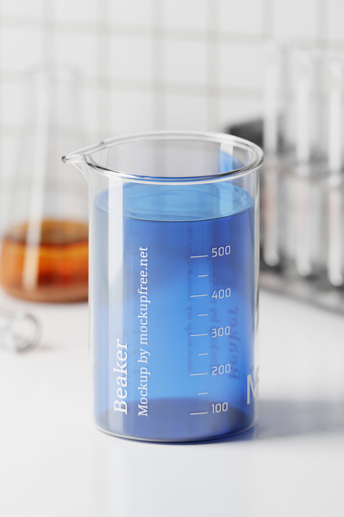Beaker Mockups in a Laboratory Background - Mockup Free