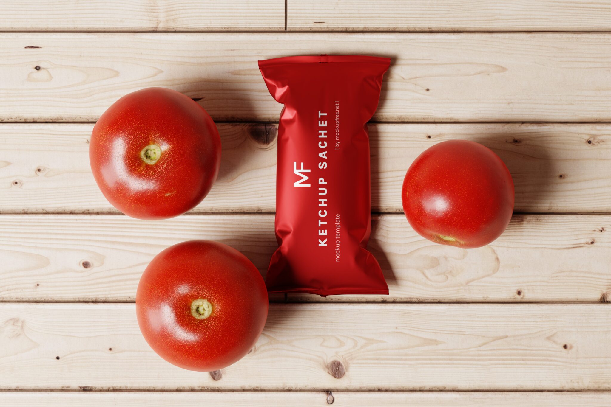 Tomato Ketchup Sachet Packet Mockups - Mockup Free